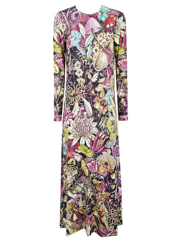 La DoubleJ Floral-print Maxi Dress - Black