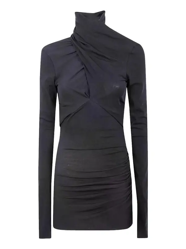 ENTIRE STUDIOS Turtleneck Draped Top - Black