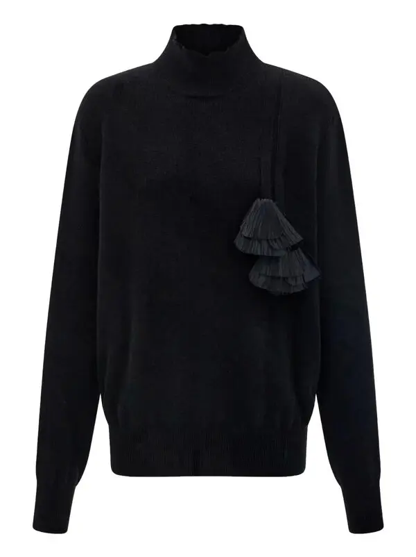 FERRAGAMO Pleated Tassel Sweater - Black