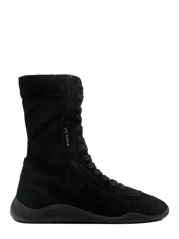 VIC MATIE Lace-up Suede Boots - Black