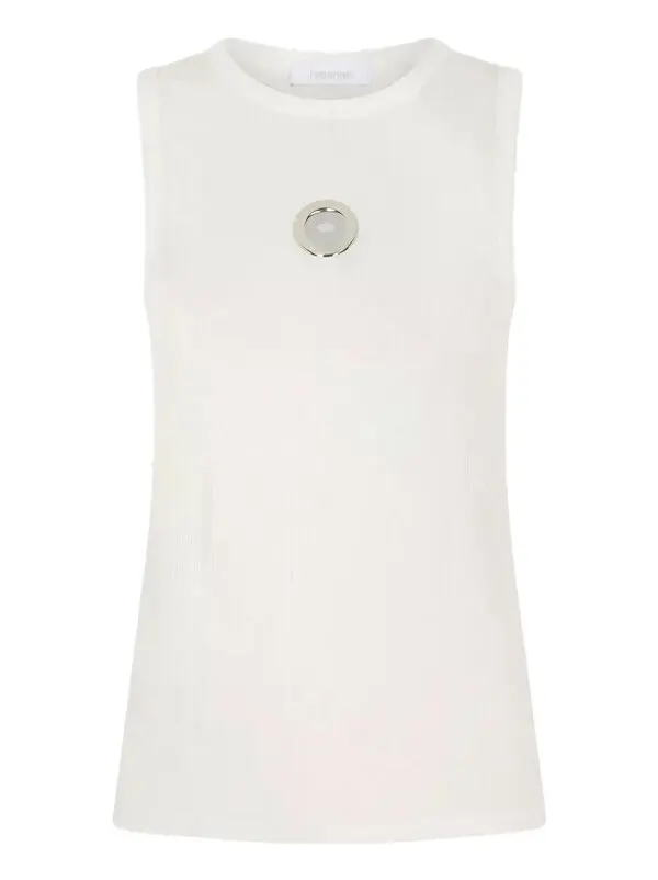 Rabanne Eyelet-detail Ribbed Tank Top - White