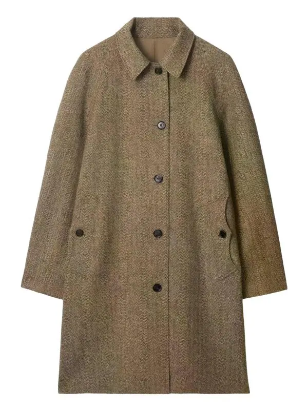 Burberry Herringbone Reversible Coat - Brown