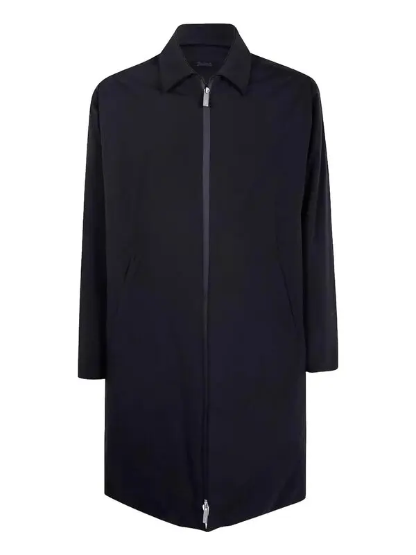 Herno Zip-front Collared Coat - Black