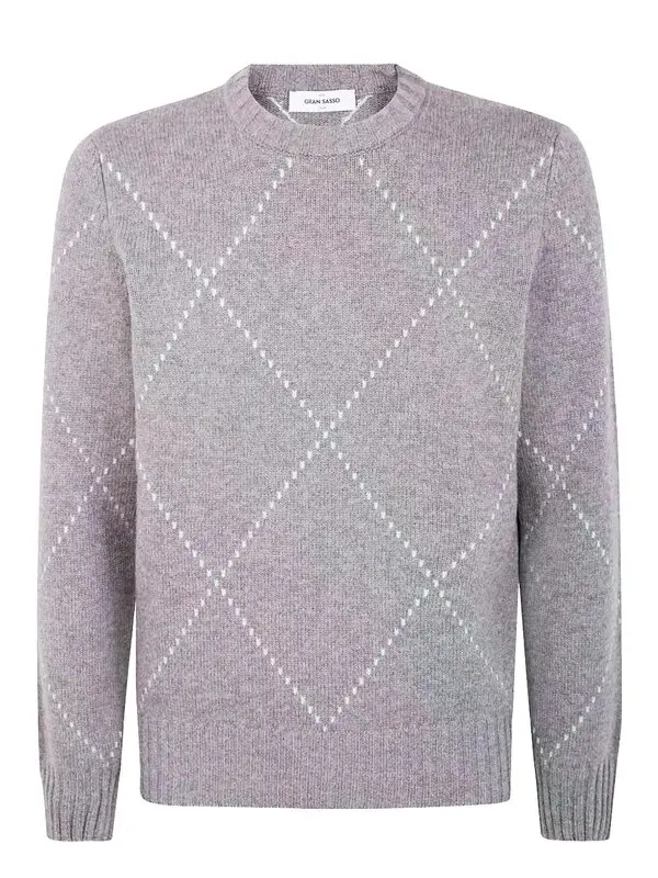 GRAN SASSO Diamond-pattern Wool Sweater - Grey