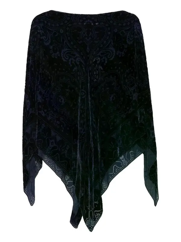 Etro Paisley Velvet Poncho - Blue