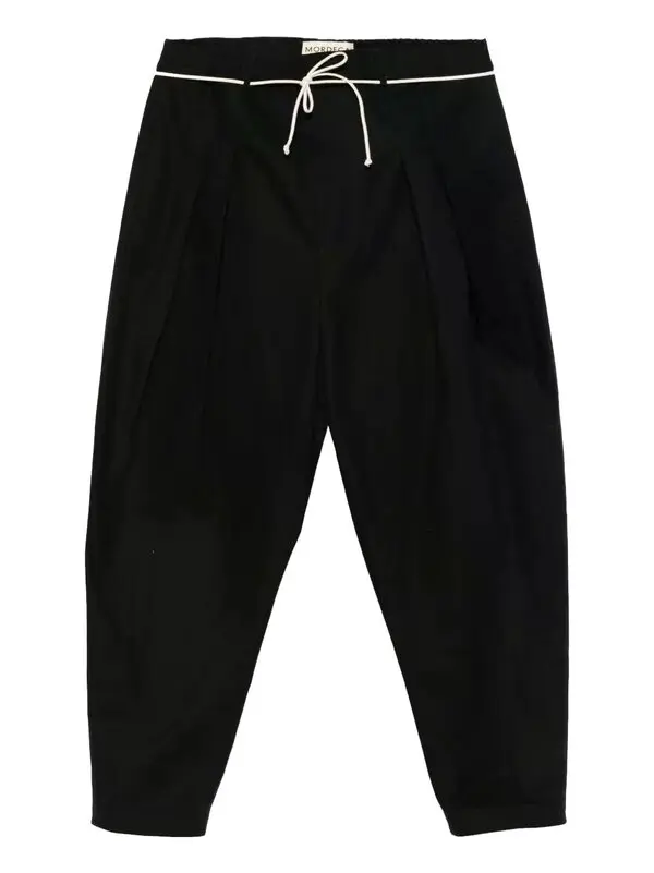 MORDECAI Pleated Drawstring Trousers - Black