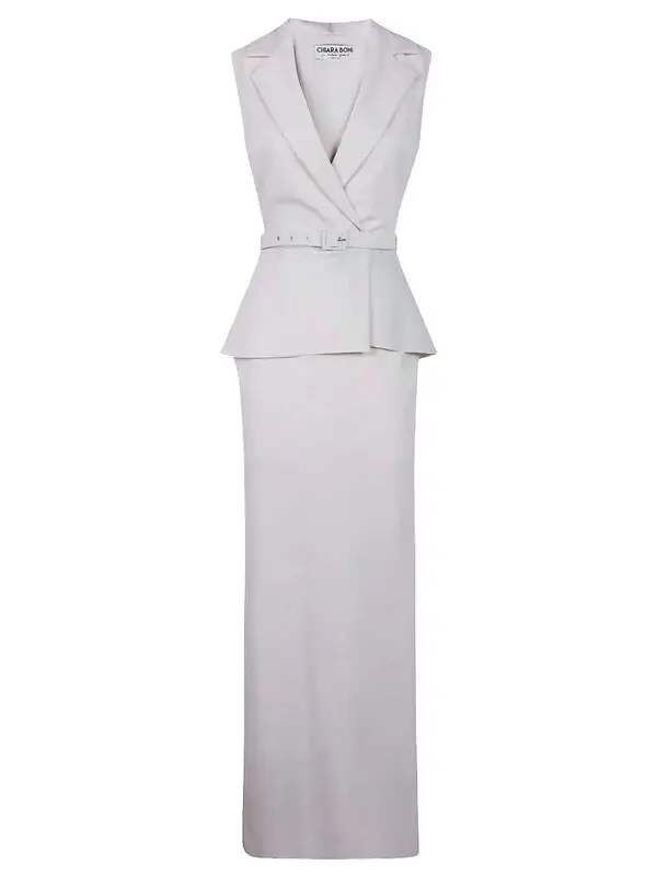 Chiara Boni La Petite Robe Belted Peplum Dress - White