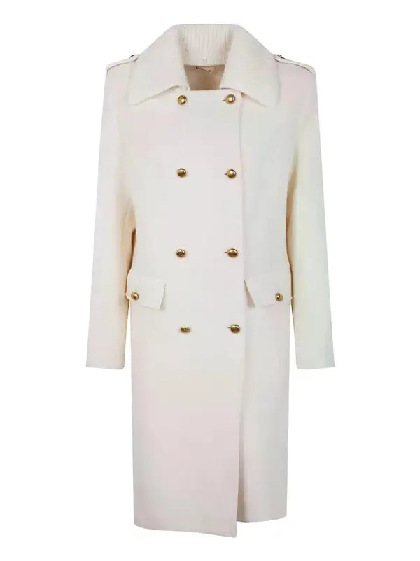 P.a.r.o.s.h Buttoned Coat With Ribbed Collar - Neutrals