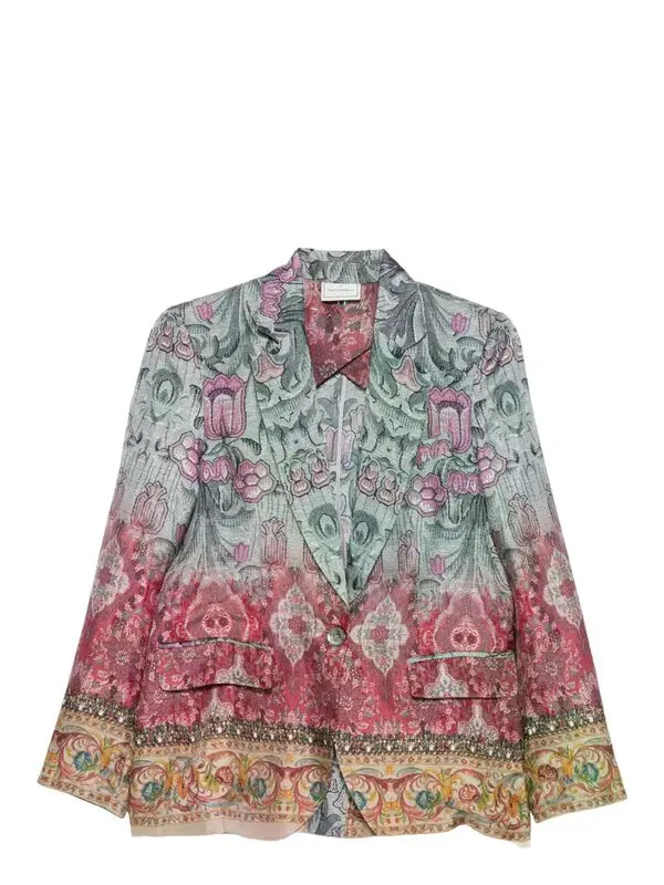 PIERRE-LOUIS MASCIA Floral-print Silk Jacket - Blue