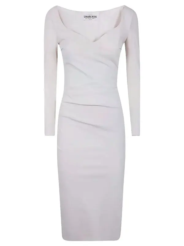 Chiara Boni La Petite Robe Long-sleeve Midi Dress - White
