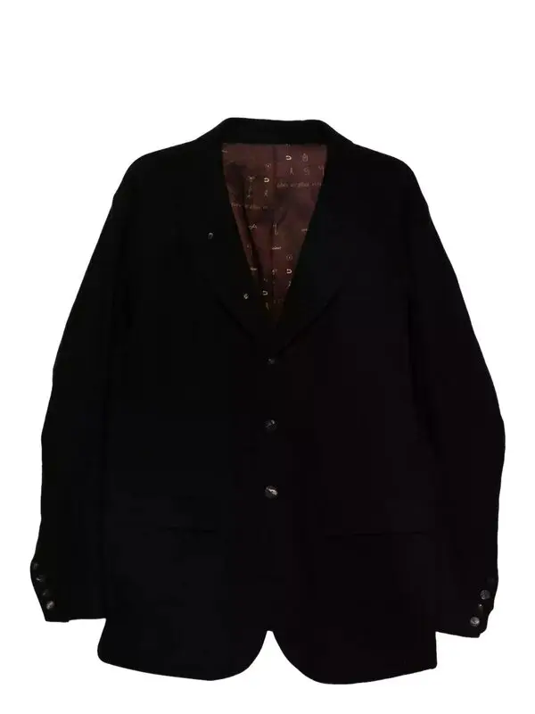 DEVOA Button-embellished Wool Blazer - Black