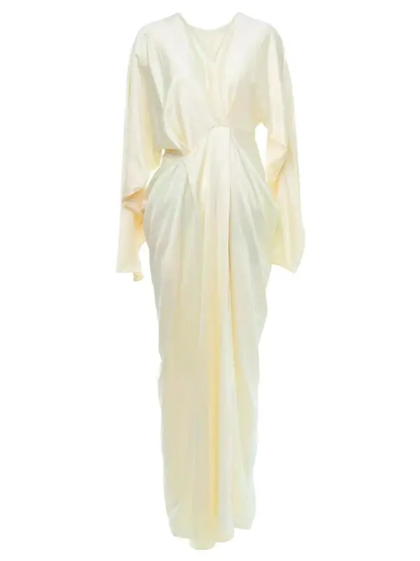 YANGKEHAN Draped V-neck Maxi Dress - White