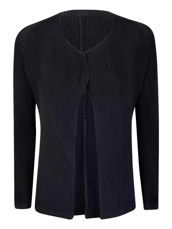 Issey Miyake Pleated Open-front Cardigan - Black