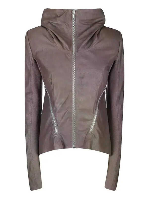 Rick Owens Naska Zip-front Leather Biker Jacket - Brown