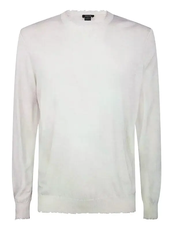 Avant Toi Frayed-edge Wool Sweater - White