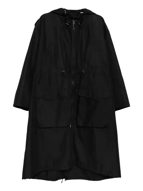 High Polonaise Hooded Coat - Black