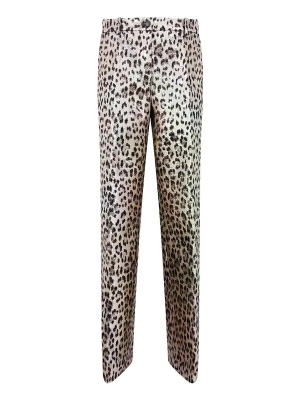P.a.r.o.s.h Leopard-print Straight Leg Trousers - Brown