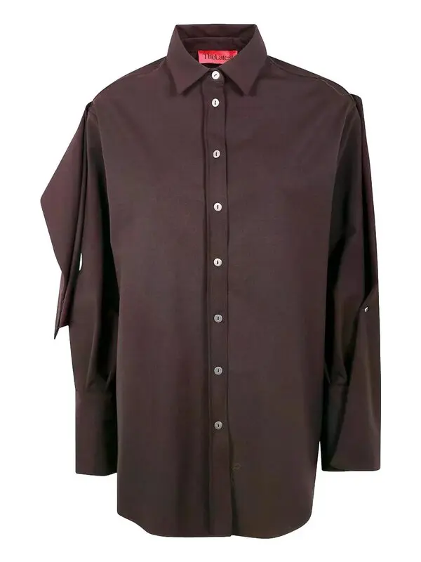THELATEST Long-sleeve Button-down Shirt - Brown