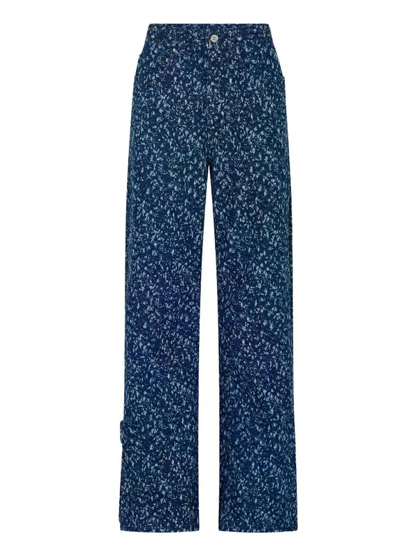 Rabanne Splatter-print Baggy Jeans - Blue