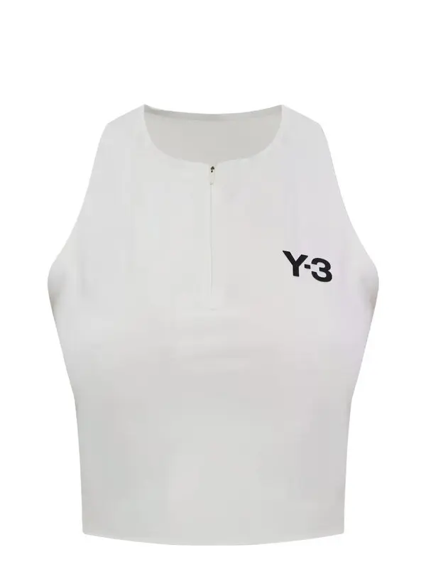 Y3 Zip-front Logo Top - Grey