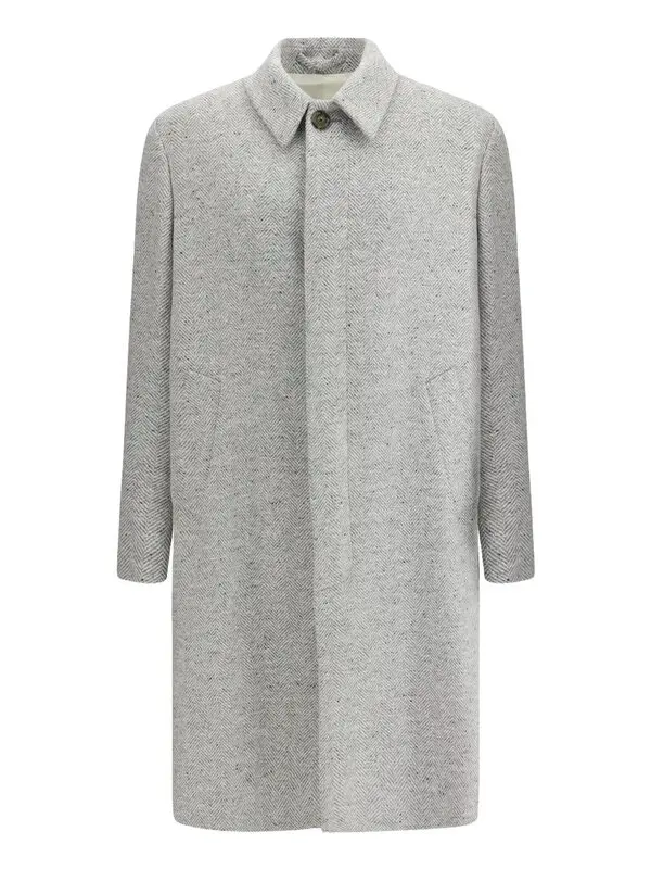 LARDINI Herringbone Single-breasted Coat - Grey