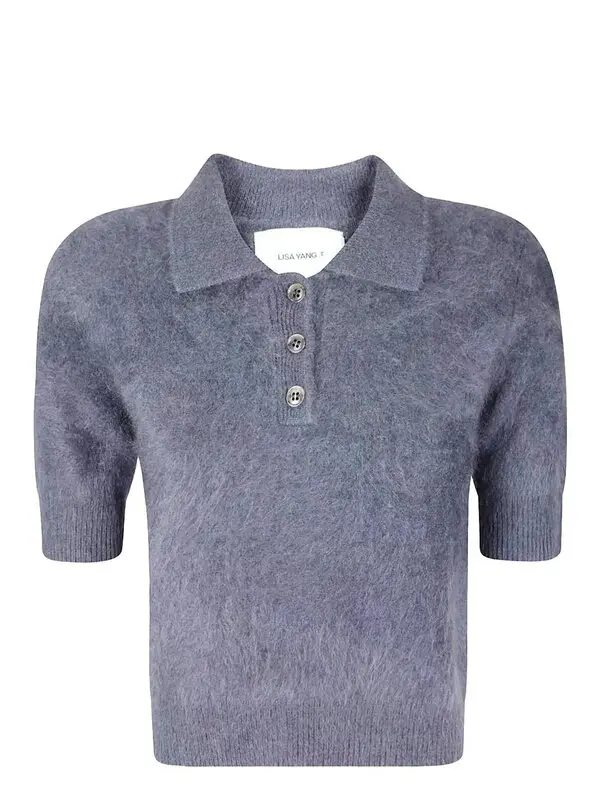 LISA YANG Carolyn Cashmere Polo Shirt - Grey