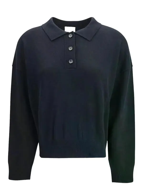 ALLUDE Button-fastening Polo Top - Black
