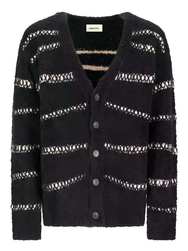 ATOMO FACTORY Bouclé Striped Cardigan - Black