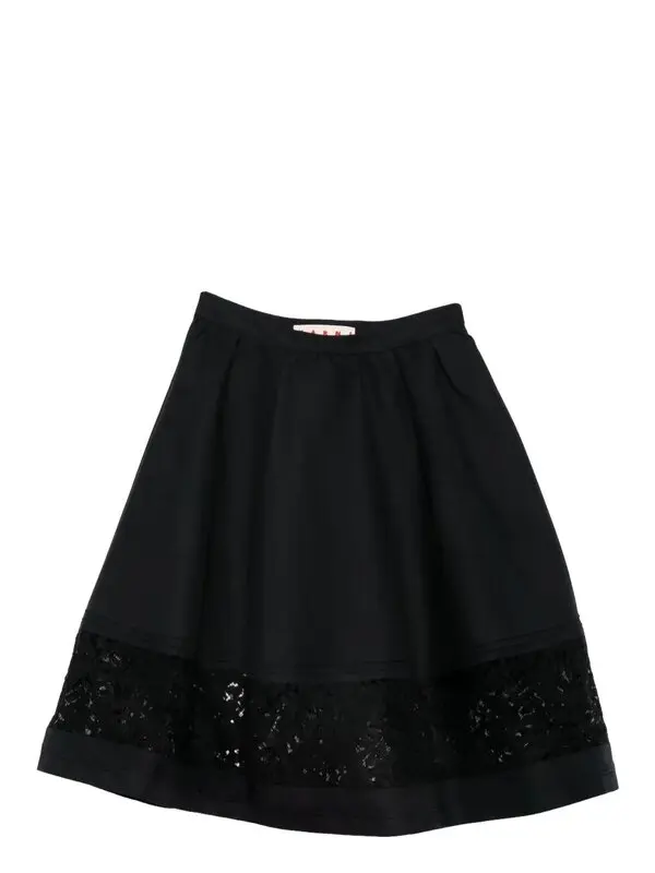 Marni Embellished Cotton Flared Skirt - Black