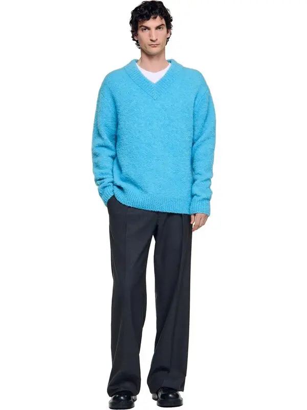 Sandro Oversized Terry Knit Sweater - Turquoise