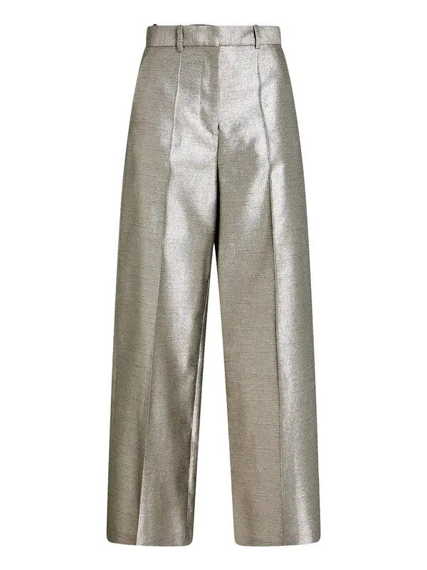 JOSEPH Alana Metallic Shantung Wide-leg Pants - Platinum