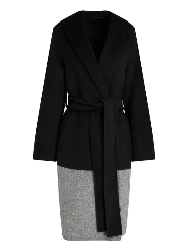 JOSEPH Reversible Wool-felt Coat With Detachable Waist Tie - Black