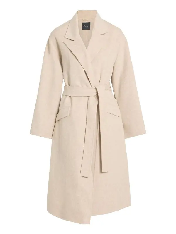 Theory Belted Wool And Cashmere-blend Felt Coat - Beige