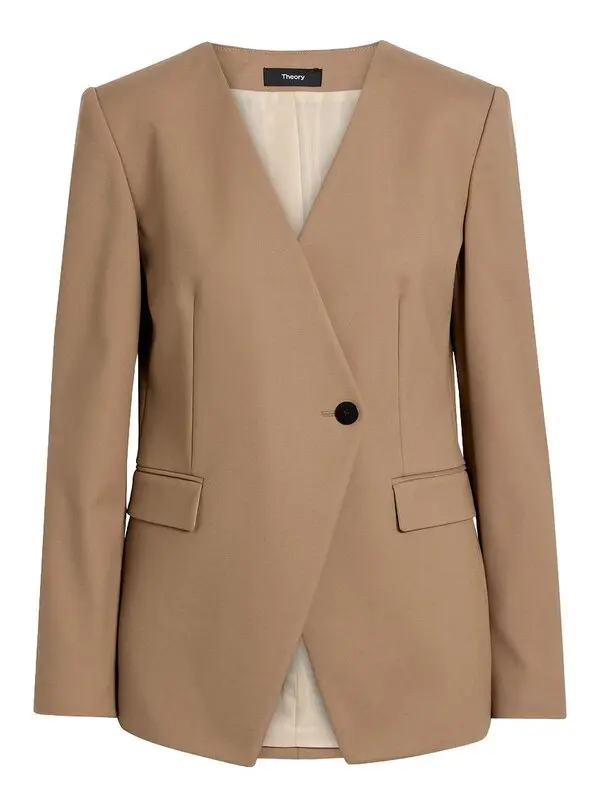 Theory Double-breasted Crepe Blazer - Light Brown