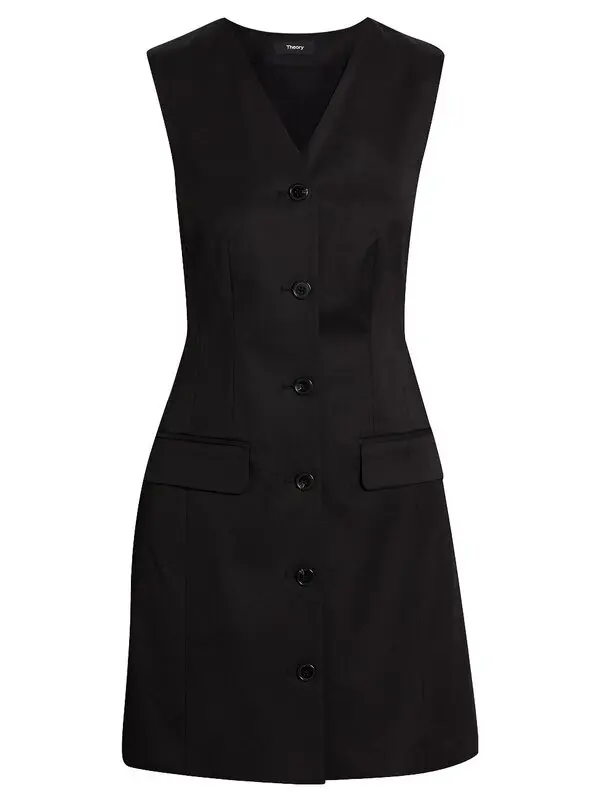 Theory Cotton-blend Twill Mini Dress - Black