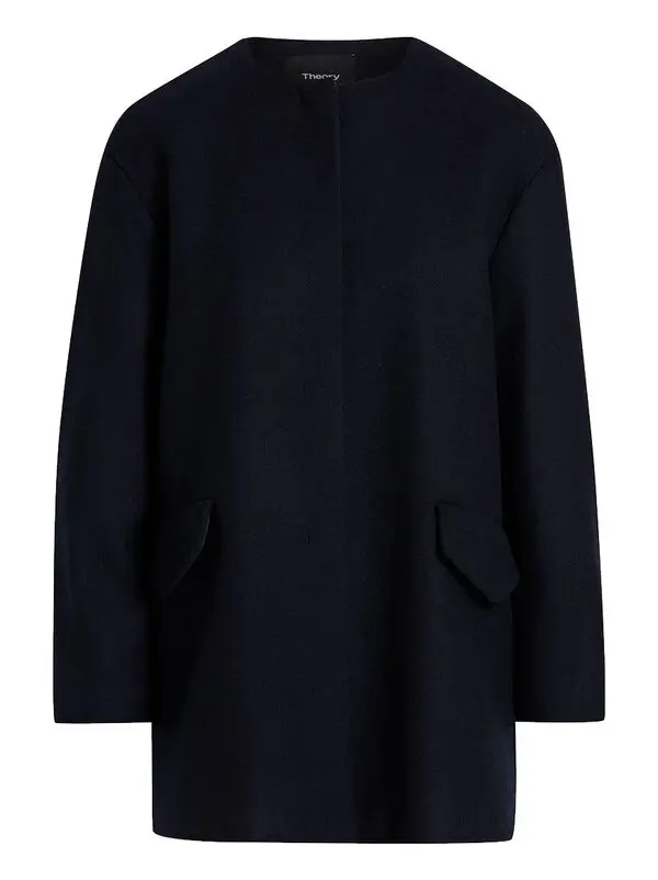 Theory Wool-blend Felt Coat - Midnight Blue