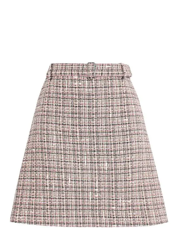 Theory Belted Cotton-blend Tweed Mini Skirt - Pink