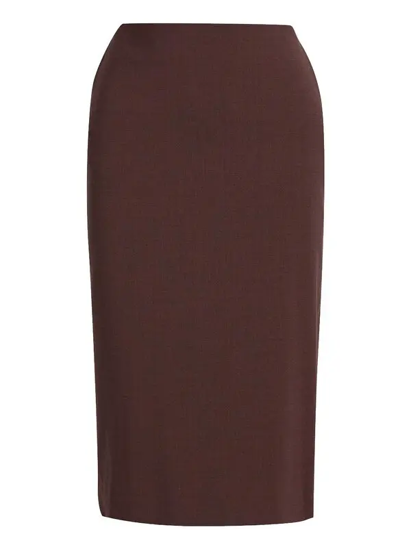Theory Wool-blend Pencil Skirt - Chocolate