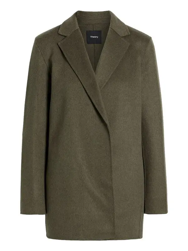 Theory Wool And Cashmere-blend Felt Blazer - Army Green