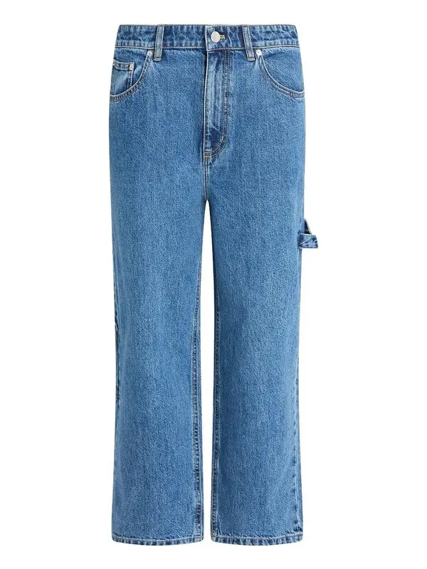 Tibi Cropped High-rise Straight-leg Jeans - Mid Denim
