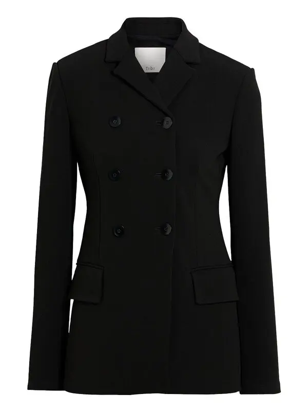 Tibi Wren Double-breasted Crepe Blazer - Black
