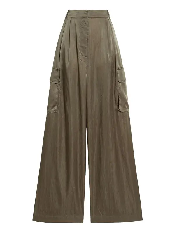 Tibi Stella Pleated Wide-leg Pants - Army Green