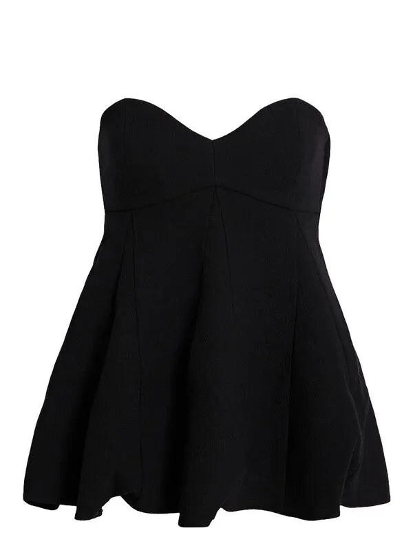 Tibi Melee Strapless Crepe Peplum Top - Black