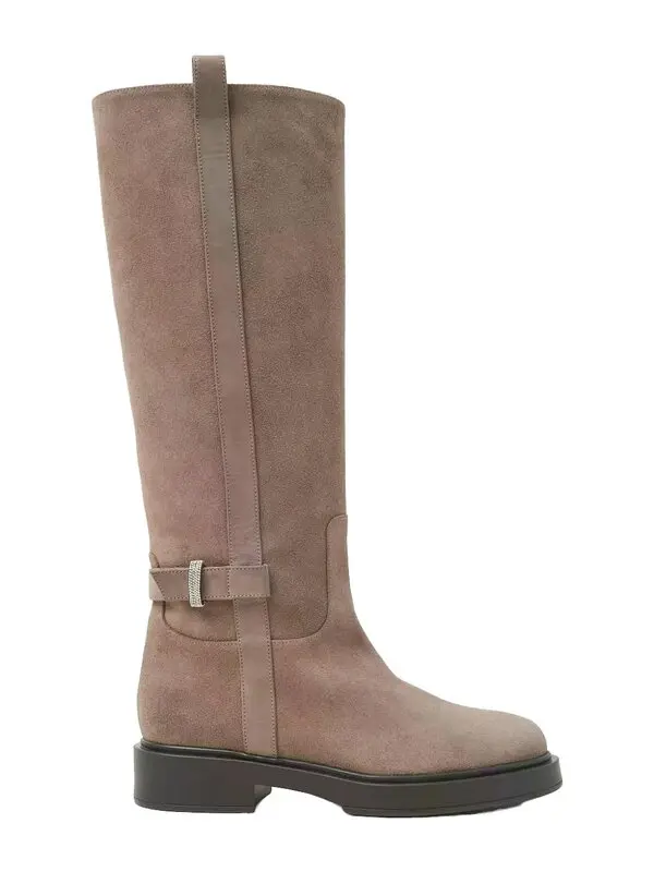 Peserico Buckle-detail Suede Boots - Neutrals
