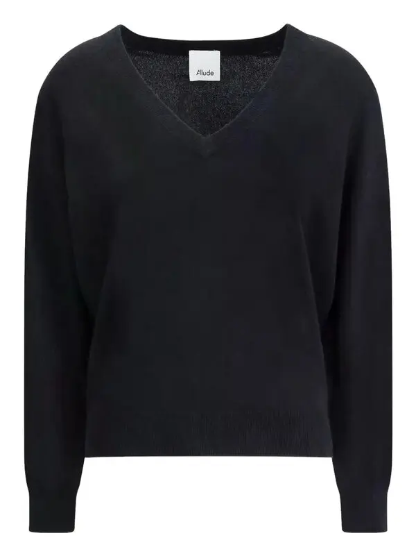 ALLUDE V-neck Cashmere Sweater - Black