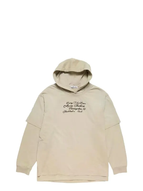Acne Studios Double-layered Lettering-detail Hoodie - Neutrals