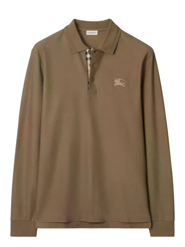 Burberry Long-sleeve Cotton Polo Shirt - Brown