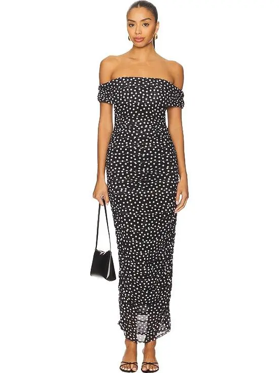Majorelle X Yhasmina Ferrara Thea Maxi Dress - Black Polka Dot