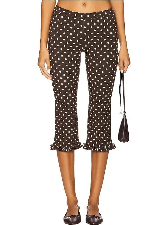 RAT BOI Ruffle Capri Pants - Brown Polka Dot