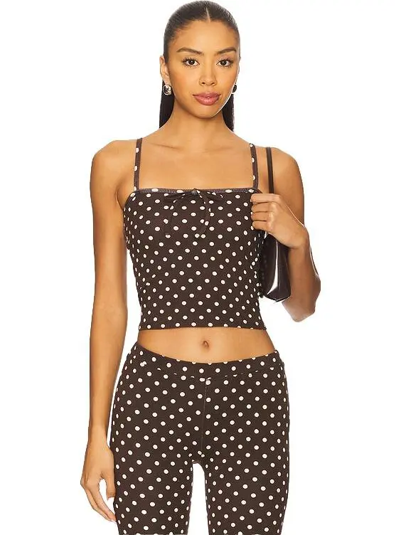 RAT BOI Tie Camisole - Brown Polka Dot